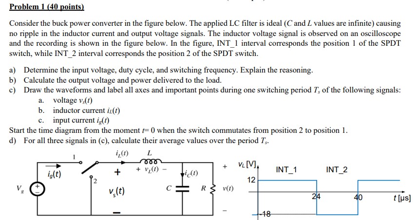 Solved Consider the buck power converter in the figure | Chegg.com