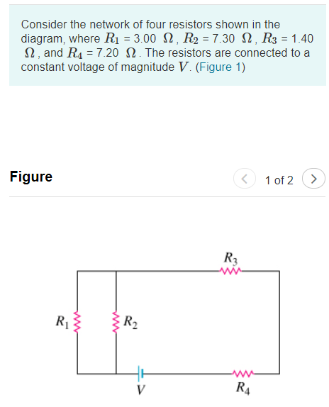 Solved Consider the network of four resistors shown in the | Chegg.com