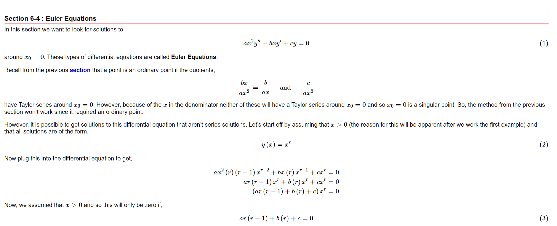 Solved In this euler equation of differential equation, when | Chegg.com