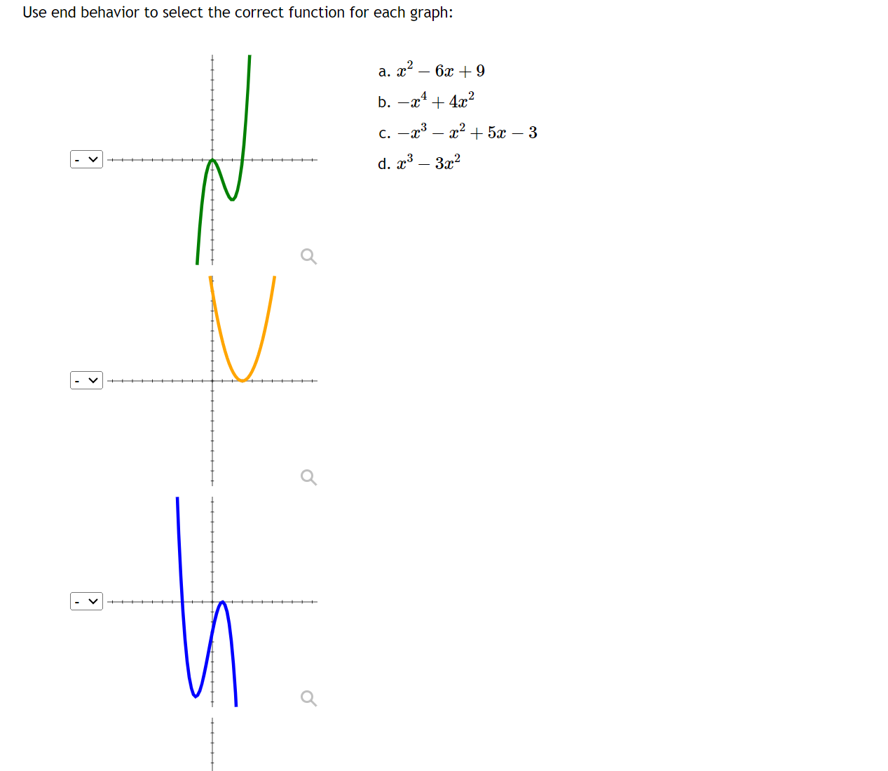 Solved Use end behavior to select the correct function for | Chegg.com