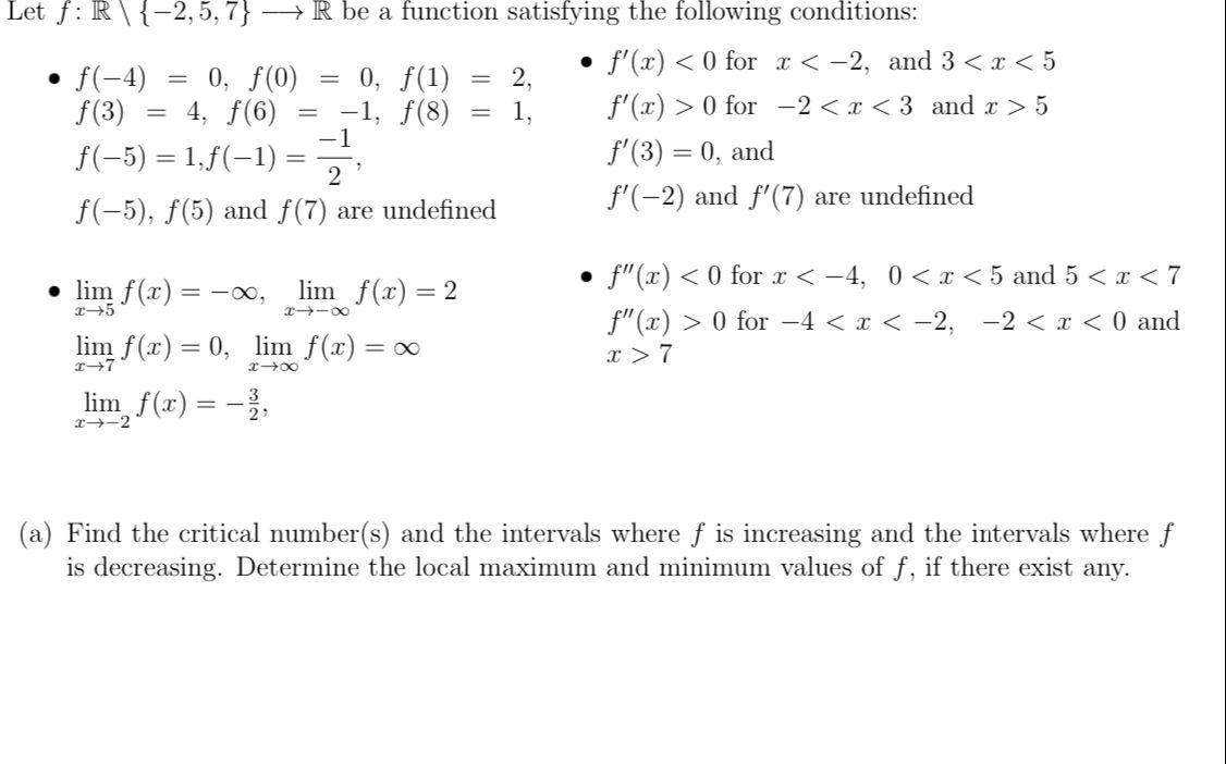 Solved Let f:R\{−2,5,7} R be a function satisfying the | Chegg.com