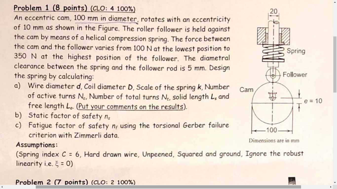 Solved Problem 1 (8 points) (CLO: 4 100%) An eccentric cam, | Chegg.com