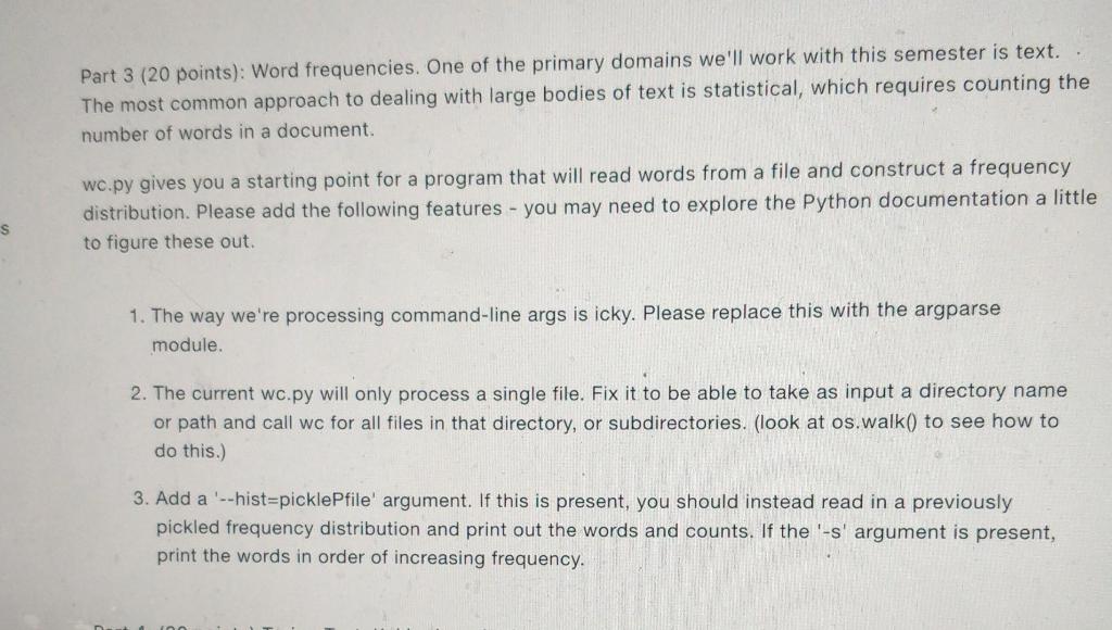 Solved Part 3 (20 points): Word frequencies. One of the | Chegg.com