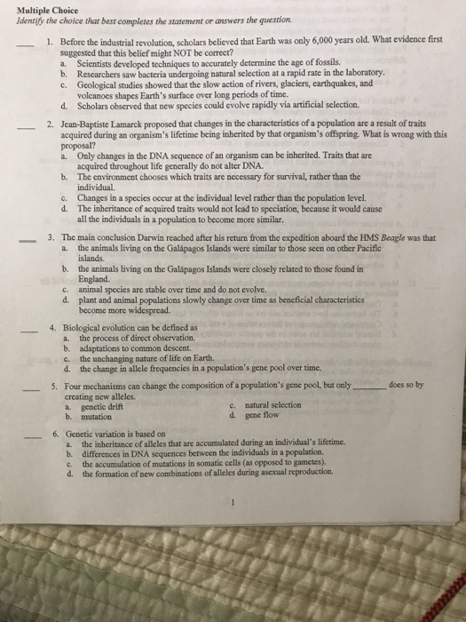 Solved Bio study guide 1-6 | Chegg.com