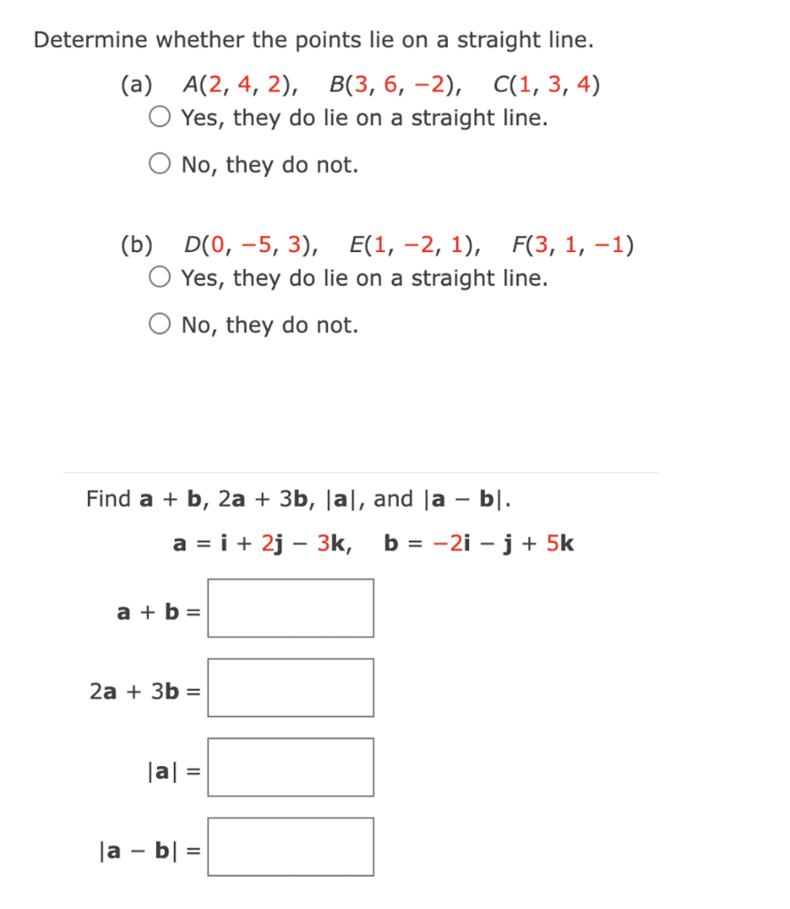 Solved Determine whether the points lie on a straight line. | Chegg.com