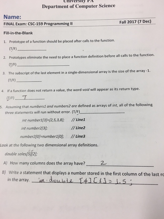 Computer Science University Exam Questions
