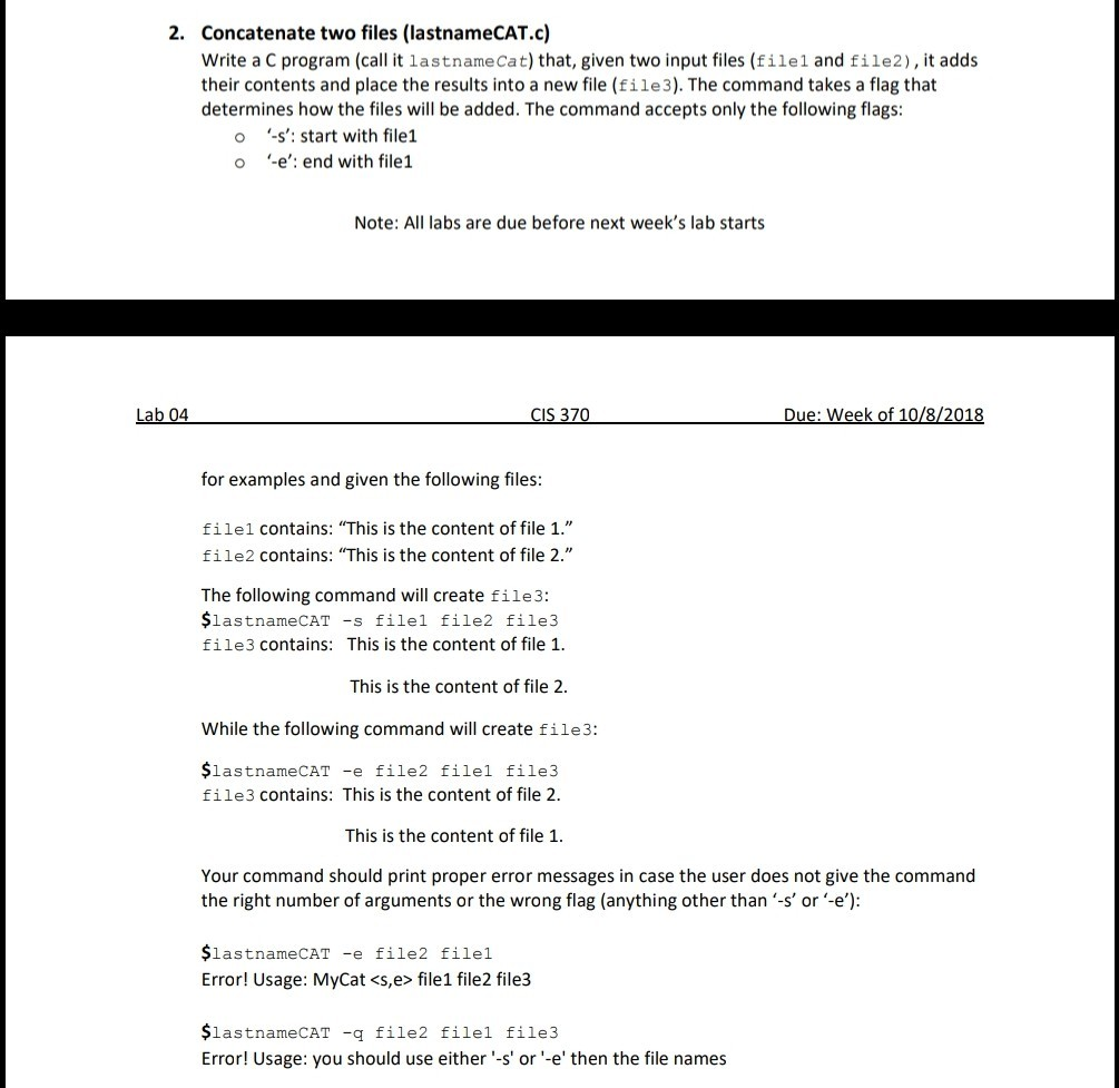 Linux Systems Linux Systems 2. Concatenate two | Chegg.com