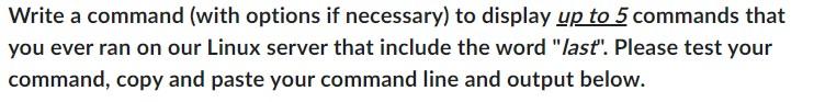 Solved Write a command (with options if necessary) to | Chegg.com