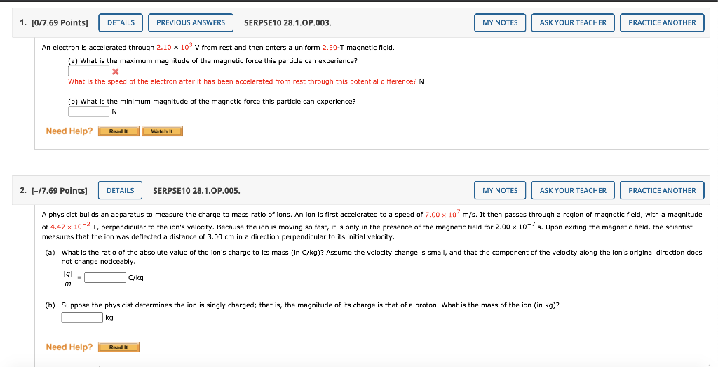 Solved 1. [0/7.69 Points] DETAILS PREVIOUS ANSWERS SERPSE10 | Chegg.com