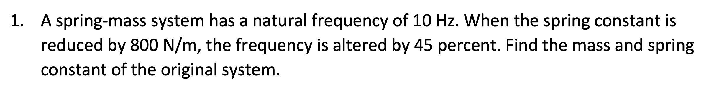 Solved A spring-mass system has a natural frequency of 10 | Chegg.com