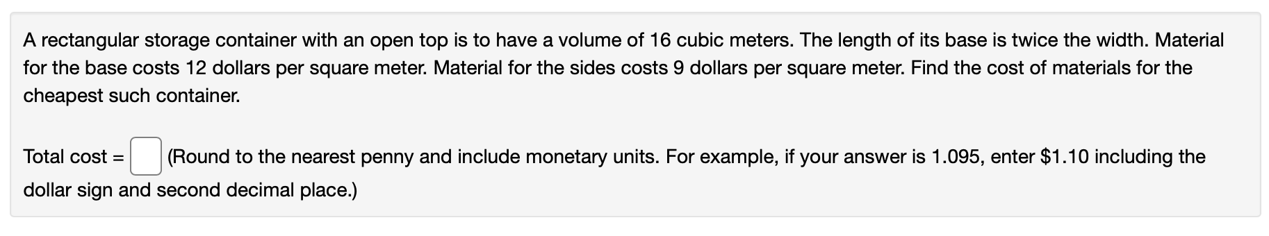 Solved A rectangular storage container with an open top is | Chegg.com