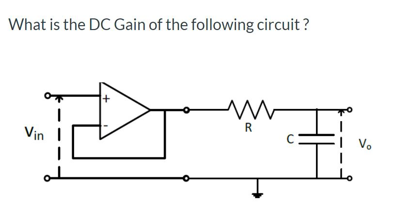 Solved What is the DC Gain of the following circuit ? R C | Chegg.com