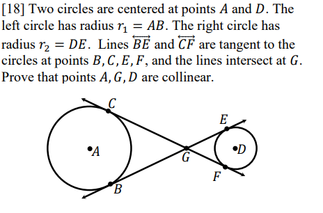 Solved [18] Two circles are centered at points A and D. The | Chegg.com