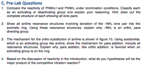 Solved C. Pre-Lab Questions 1. Compare the reactivity of | Chegg.com