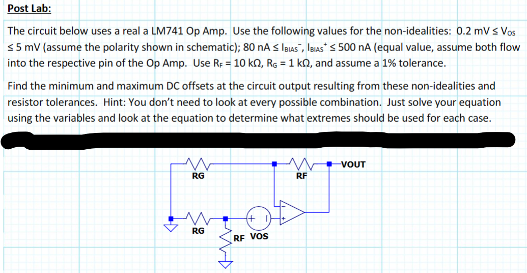 Solved The circuit below uses a real a LM741 Op Amp. Use the | Chegg.com
