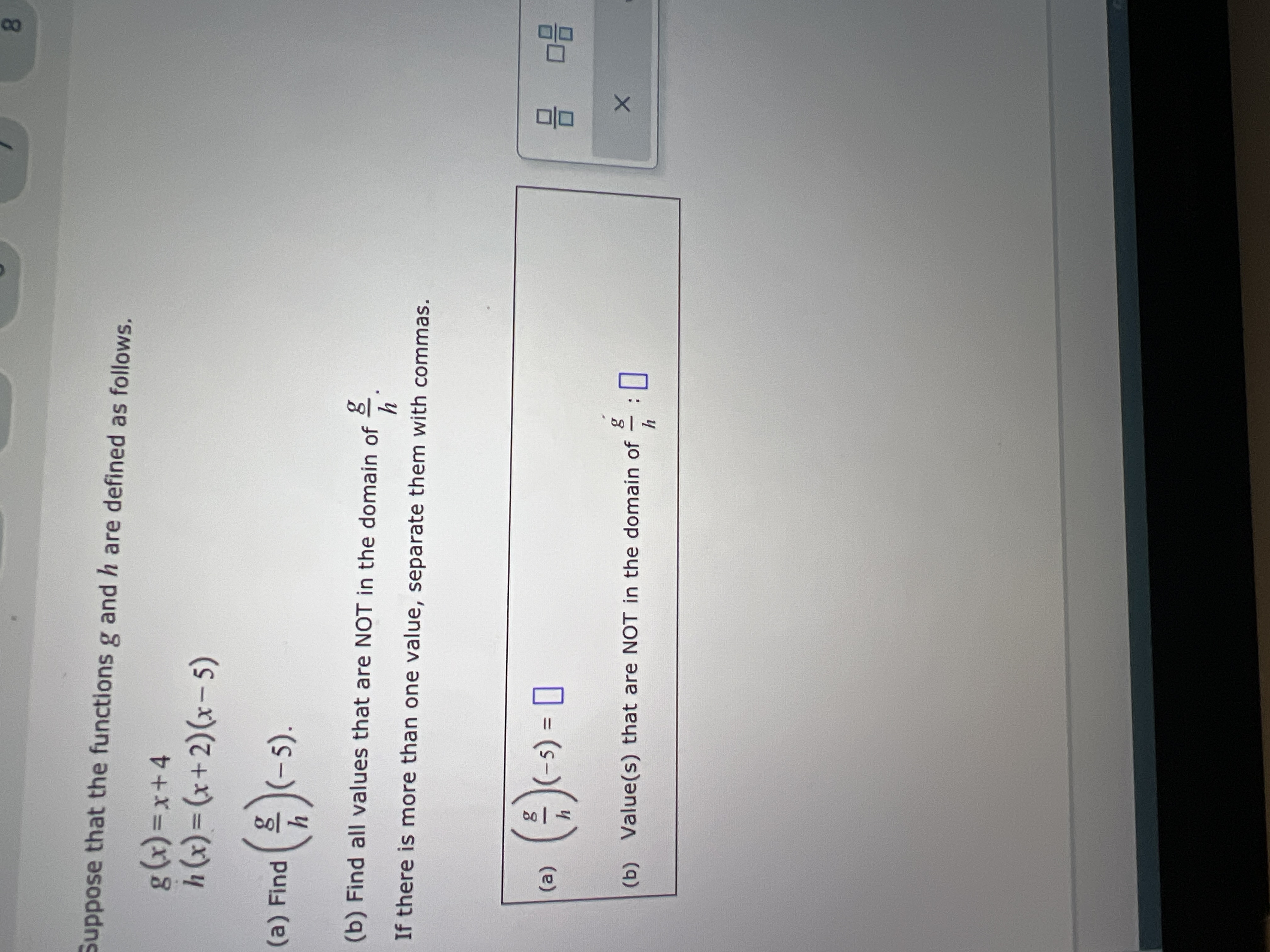 Solved Suppose that the functions g and h are defined as | Chegg.com