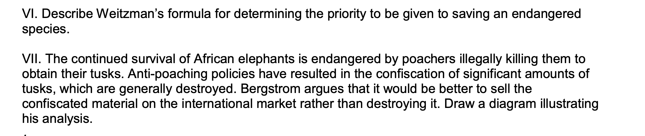 Solved VI. Describe Weitzman's formula for determining the | Chegg.com