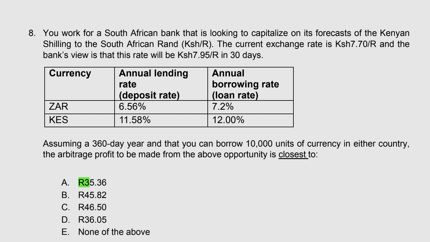 Solved You work for a South African bank that is looking to | Chegg.com