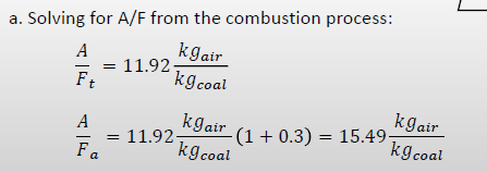 How does computing for the A/F Ratio Work. I need | Chegg.com