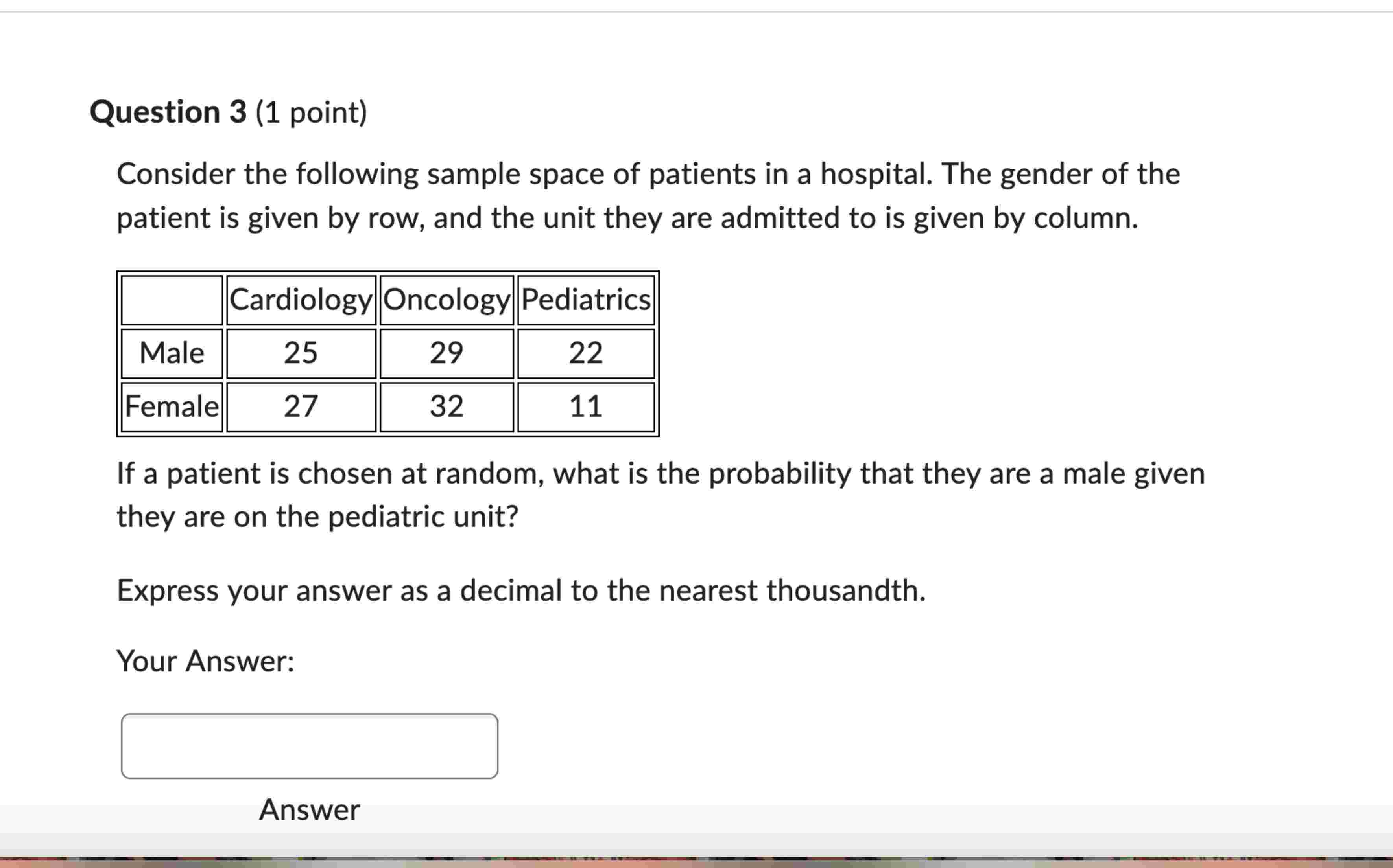 Solved Question 3 (1 ﻿point)Consider the following sample | Chegg.com