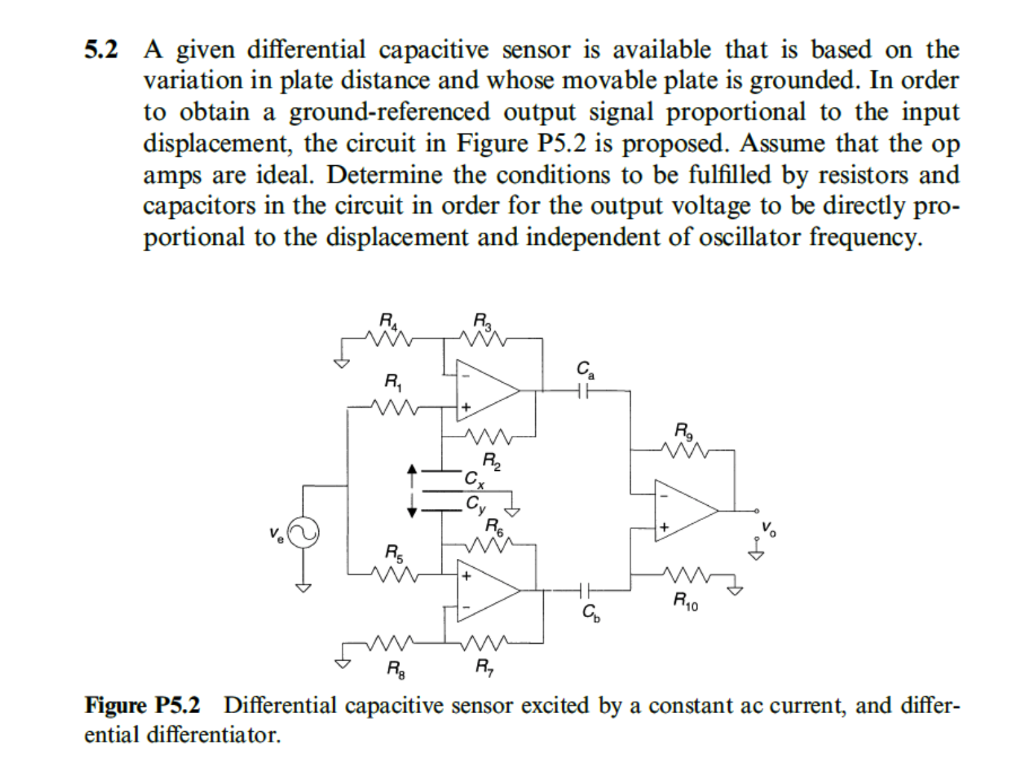 Solved 5.2 A given differential capacitive sensor is | Chegg.com