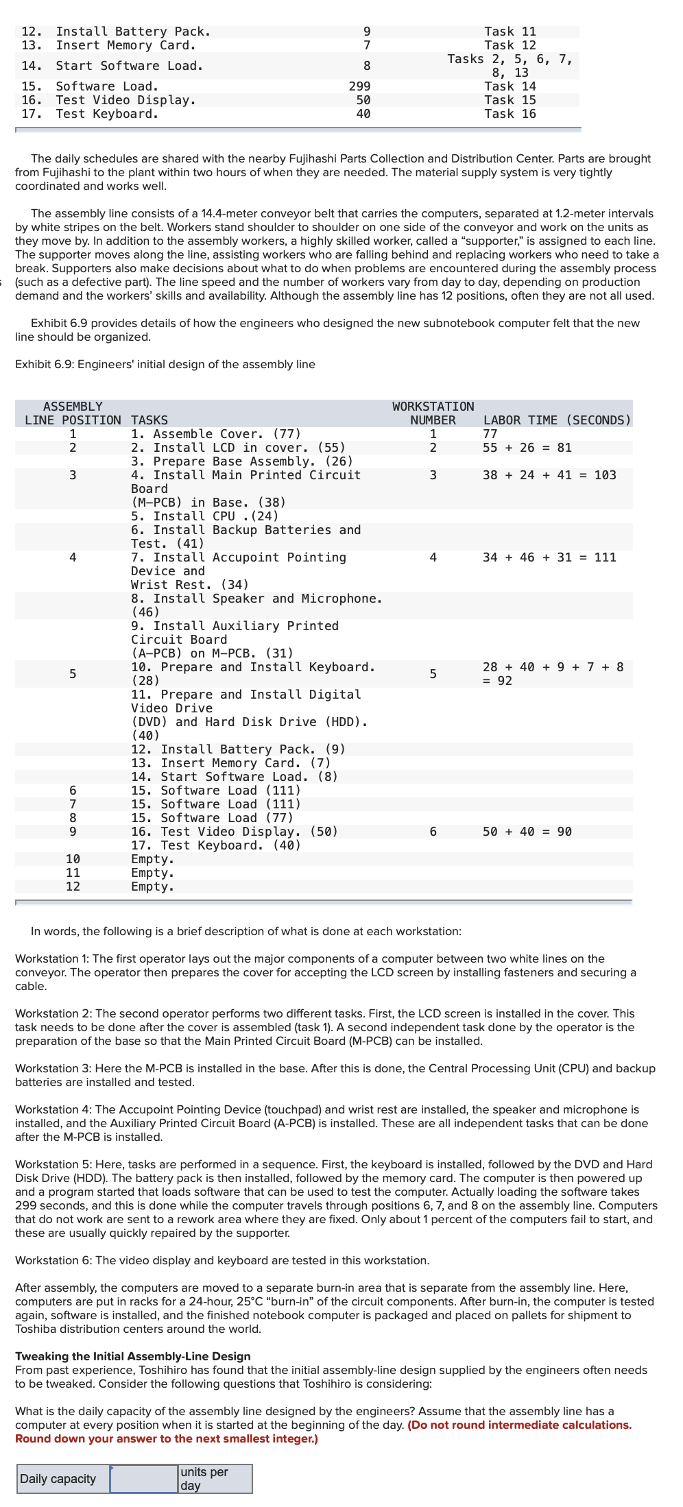 Solved Toshiba’s Notebook Computer Assembly LineToshihiro | Chegg.com