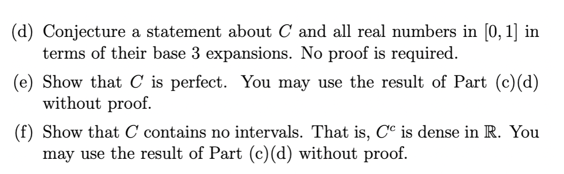 20 points) Let C⊆[0,1] be the Cantor middle third set | Chegg.com