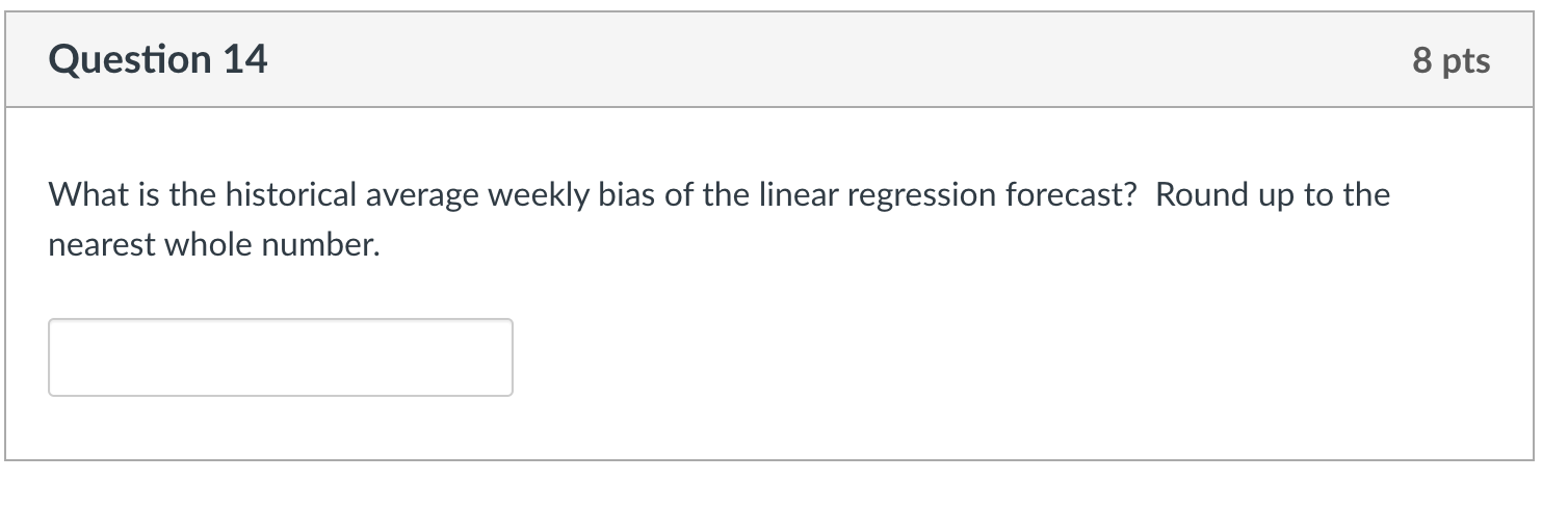 Solved What is the historical average weekly bias of the | Chegg.com