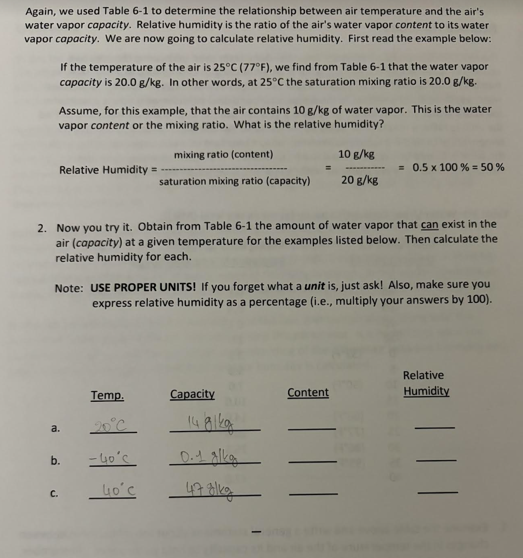 Solved Relative Humidity The most familiar and perhaps most | Chegg.com