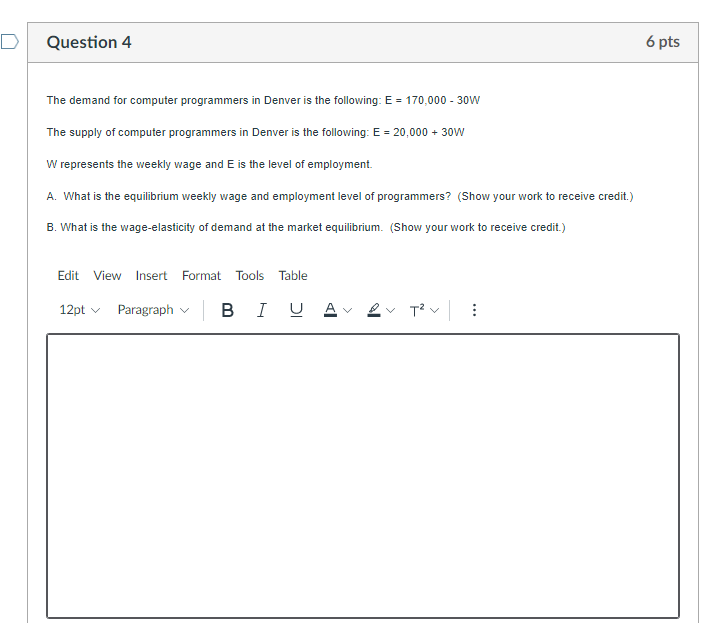 Solved Question 4 6 pts The demand for computer programmers | Chegg.com