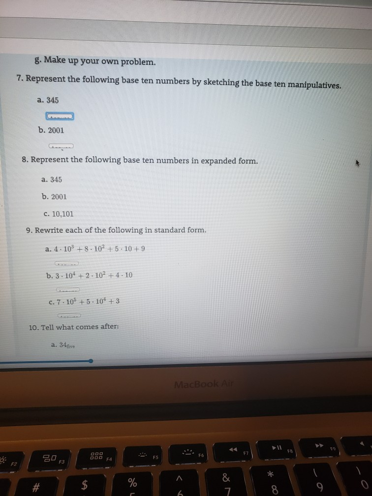 Solved g. Make up your own problem. 7. Represent the | Chegg.com