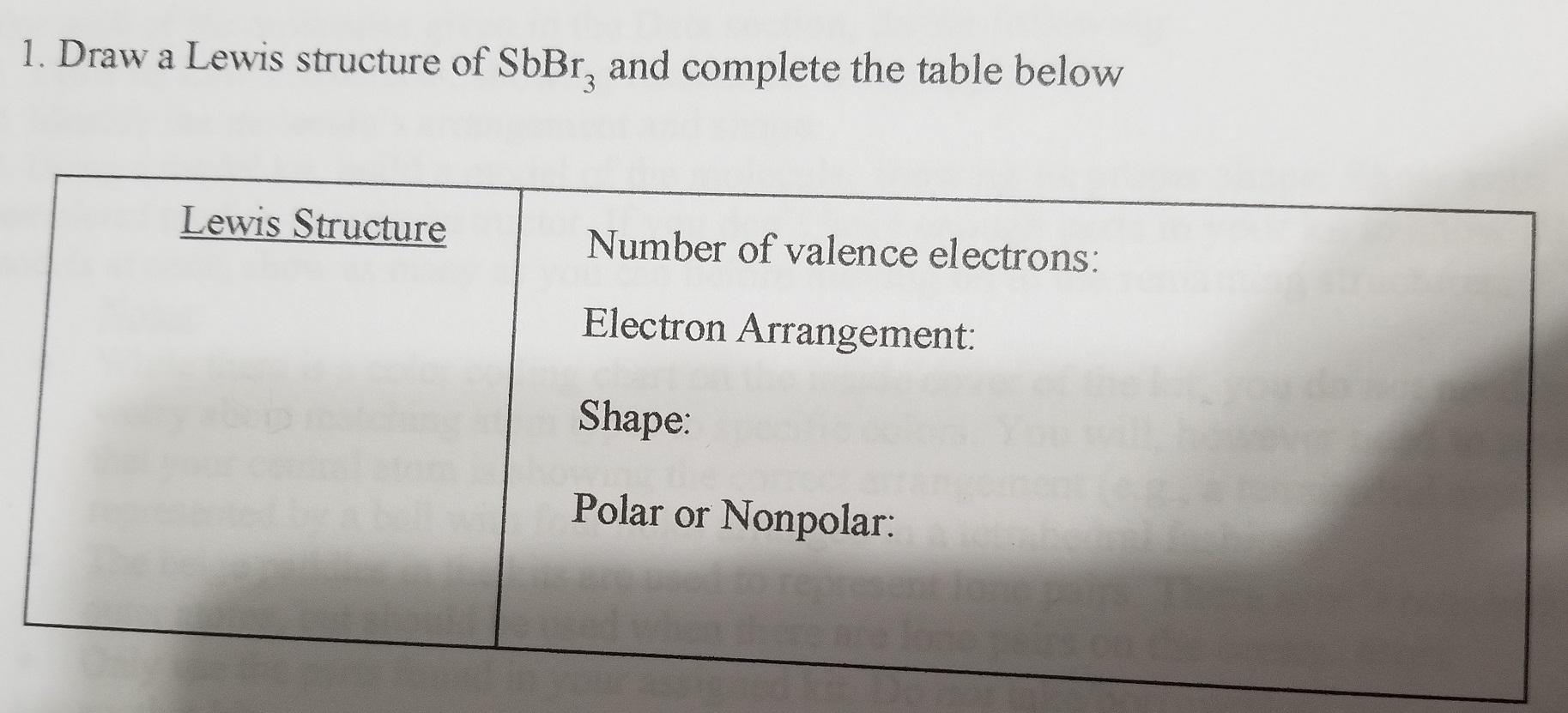 Solved Draw A Lewis Structure Of SbBr3 And Complete The, 43% OFF