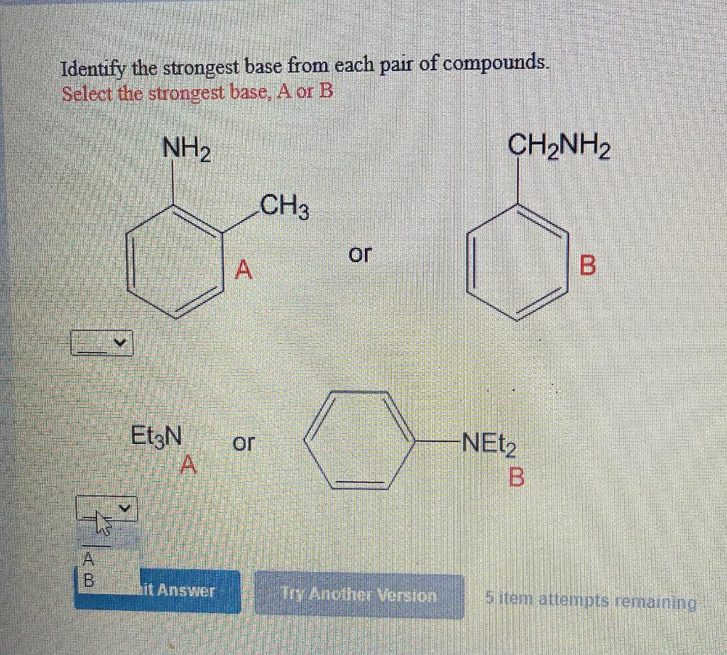 Solved Identify the strongest base from each pair of | Chegg.com Solved Identify the strongest base from each pair of | Chegg.com