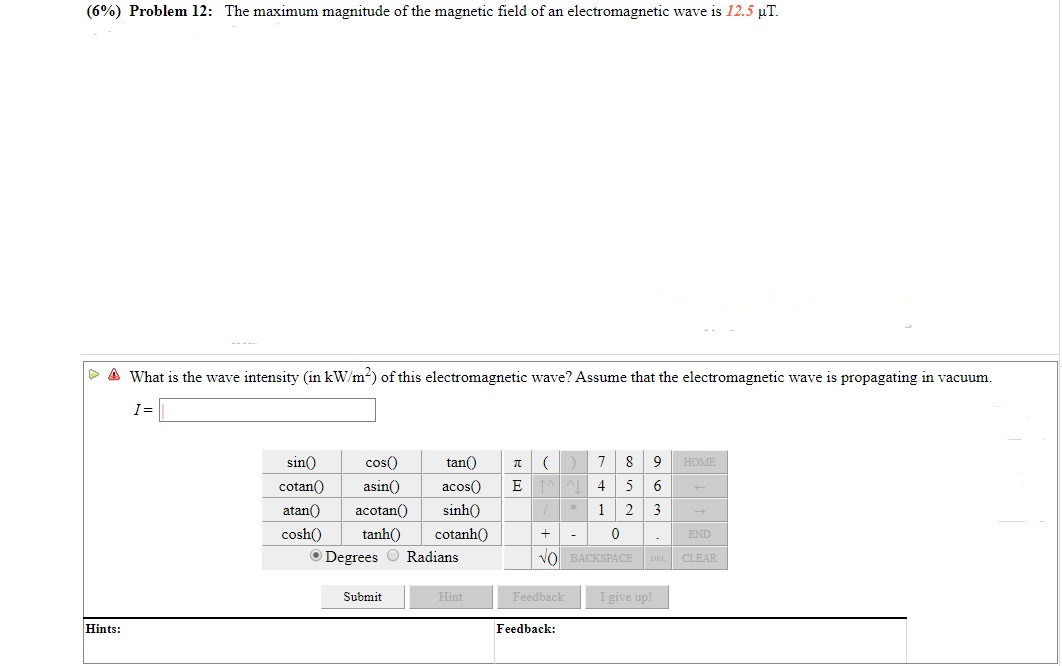 Solved (6%) Problem 12: The maximum magnitude of the | Chegg.com
