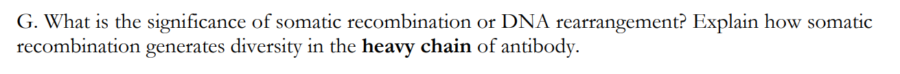 Solved G. What is the significance of somatic recombination | Chegg.com