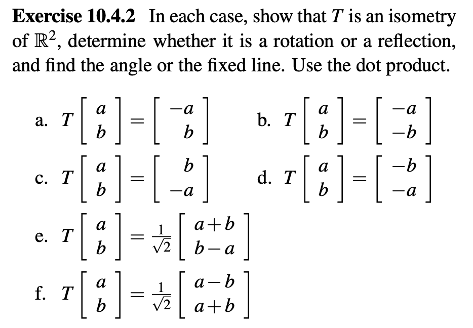 Solved Exercise 10.4.2 In each case, show that T is an | Chegg.com