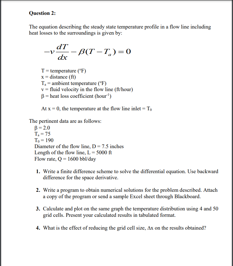 Question 2: The equation describing the steady state | Chegg.com