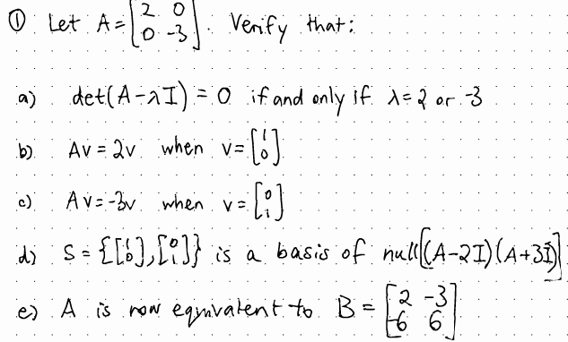 Solved 0 Let A= 2 0 D-3 b). A = 3 verify that: a): det( A | Chegg.com