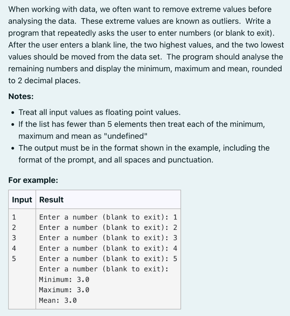 Solved When working with data, we often want to remove | Chegg.com