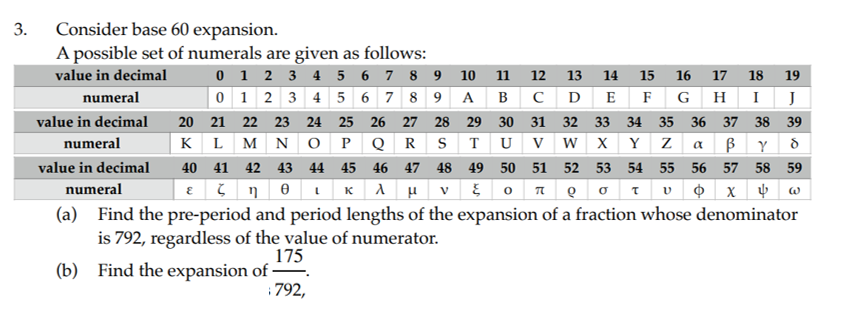 Solved 3. 11 12 19 a BY Consider base 60 expansion. A | Chegg.com