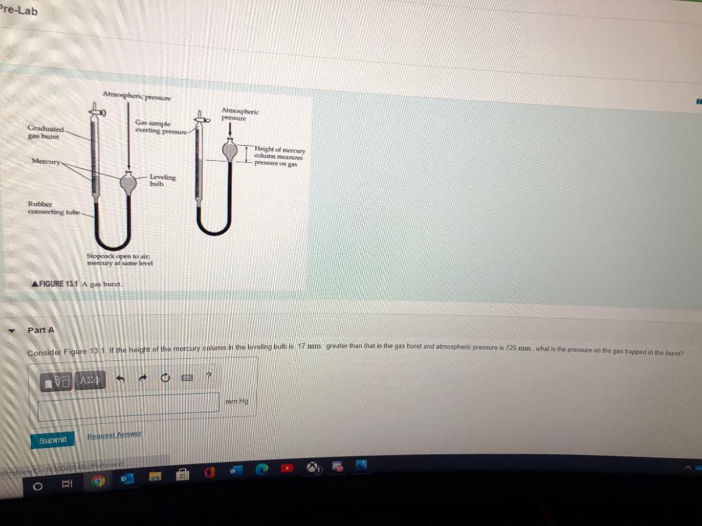 Solved Pre-Lab Atmospheric pressure 90 fo Atmospheric | Chegg.com
