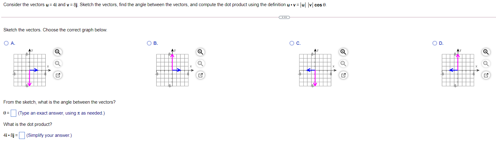 Solved Compute the dot product of the vectors u and v, and | Chegg.com