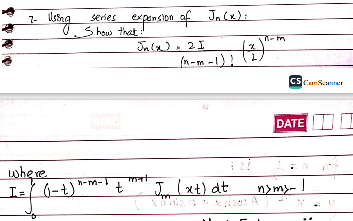 Solved 7- Using series expansion of Jn(x) : | Chegg.com