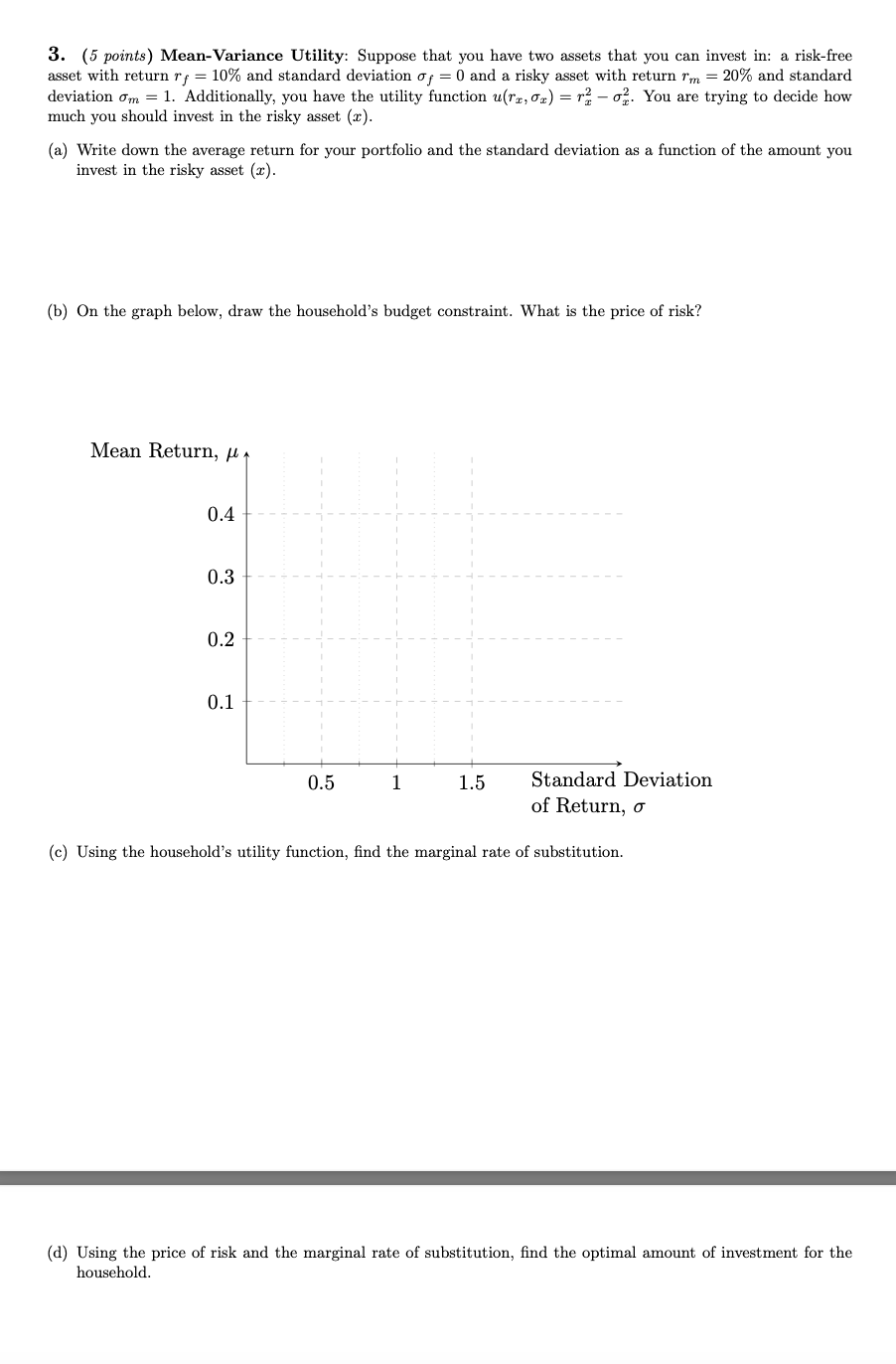 3. (5 points) Mean-Variance Utility: Suppose that you | Chegg.com