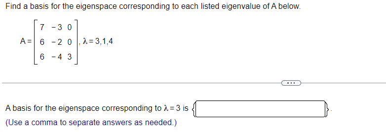 Solved Find a basis for the eigenspace corresponding to each | Chegg.com