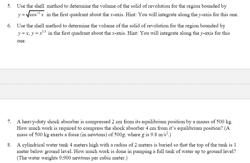 Solved = T For each question, set up an integral for the | Chegg.com