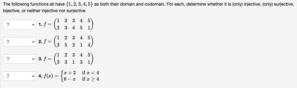 Solved The following functions all have {1,2,3,4,5} ﻿as both | Chegg.com