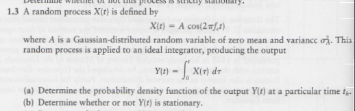 Solved 1.3 A random process X(t) is defined by | Chegg.com
