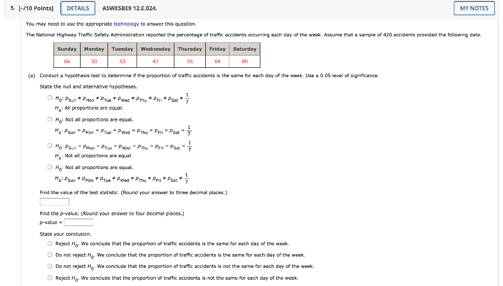 Solved 5. [-/10 Points] DETAILS ASWESBE9 12.E.024. MY NOTES | Chegg.com