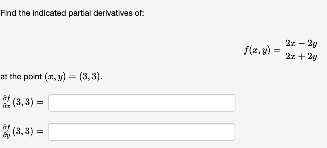 Solved Find the indicated partial derivatives of: | Chegg.com